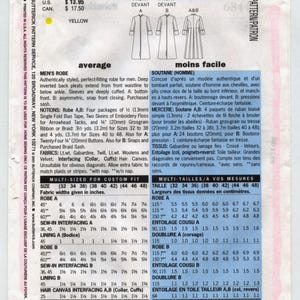 Butterick 6844 Clerical Priest Robe Uncut Sewing Pattern ONLY Men's ...