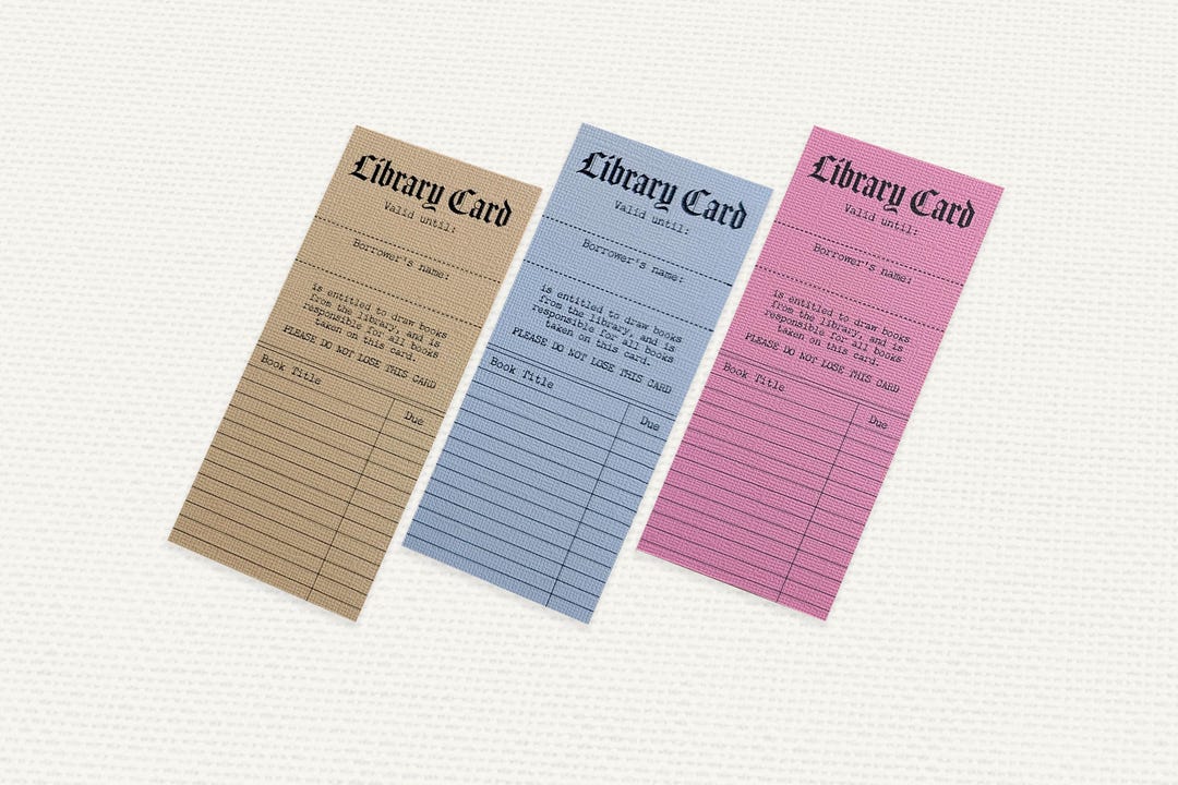 3 Pack Vintage-style Library Borrower's Card Bookmarks Gift Tag - Etsy