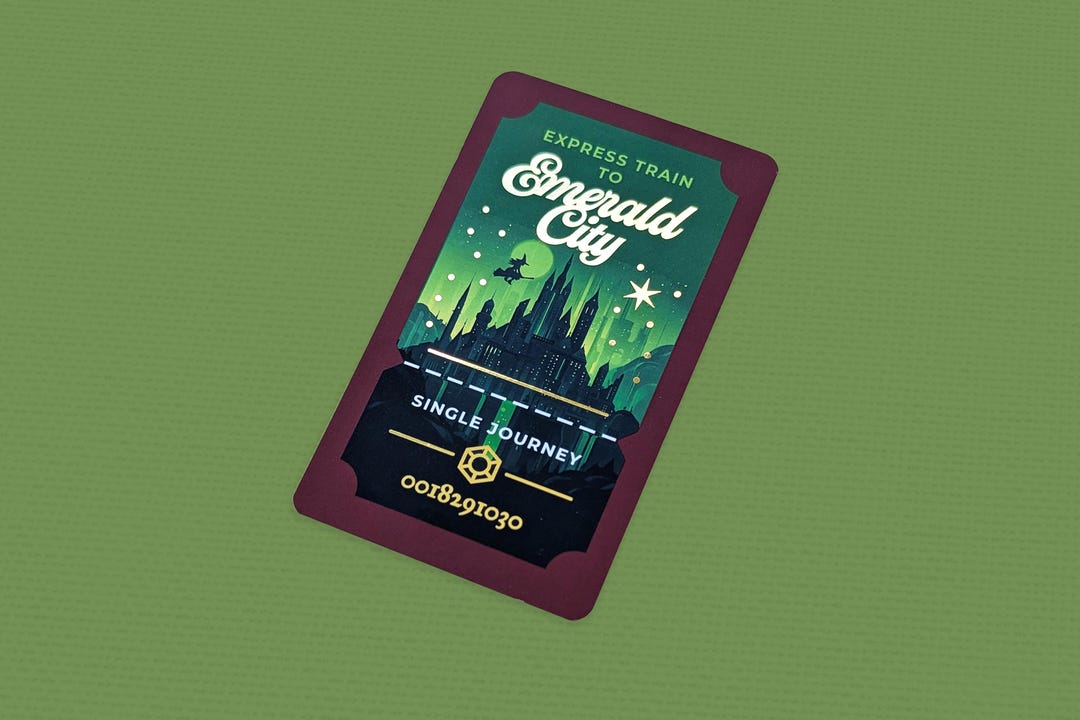 Wizard of Oz Bookmark: Emerald City Train Ticket, Gold Foil Bookish ...