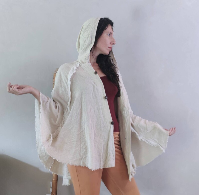 Hooded Cotton Cape. Tribal Elven Cloak. Handmade - Etsy