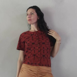 Women's Shipibo Cotton Sleeveles Shirt | Casual Brown Boxy Shirt for ...