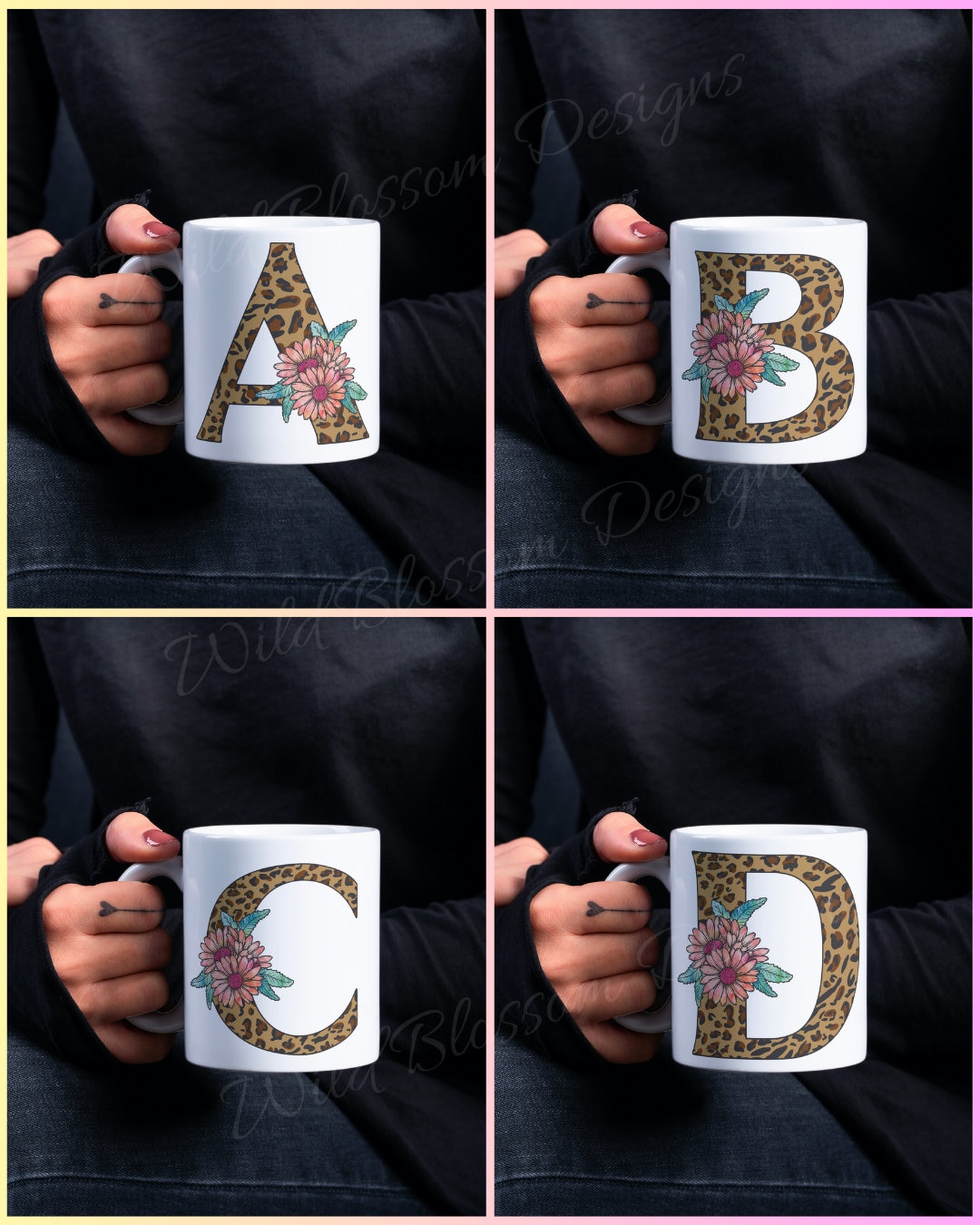 Leopard Print Alphabet Letters Coffee Mugs Coffee Cups Coffee Mug Mugs ...