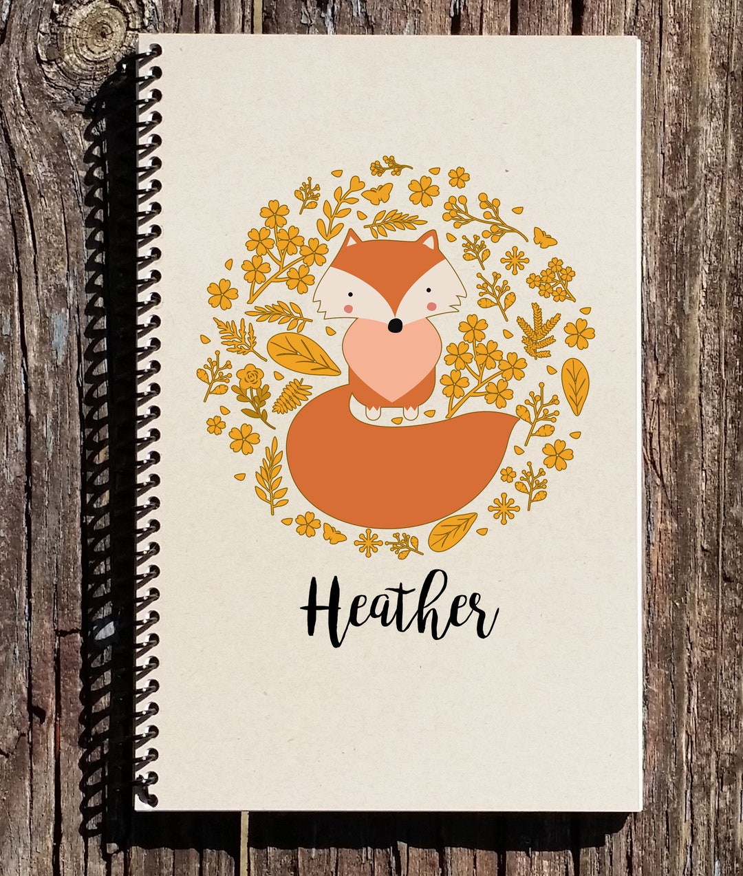 Personalized Fox Spiral Notebook - Fox Journal - Fox Gift - Fox Journal ...