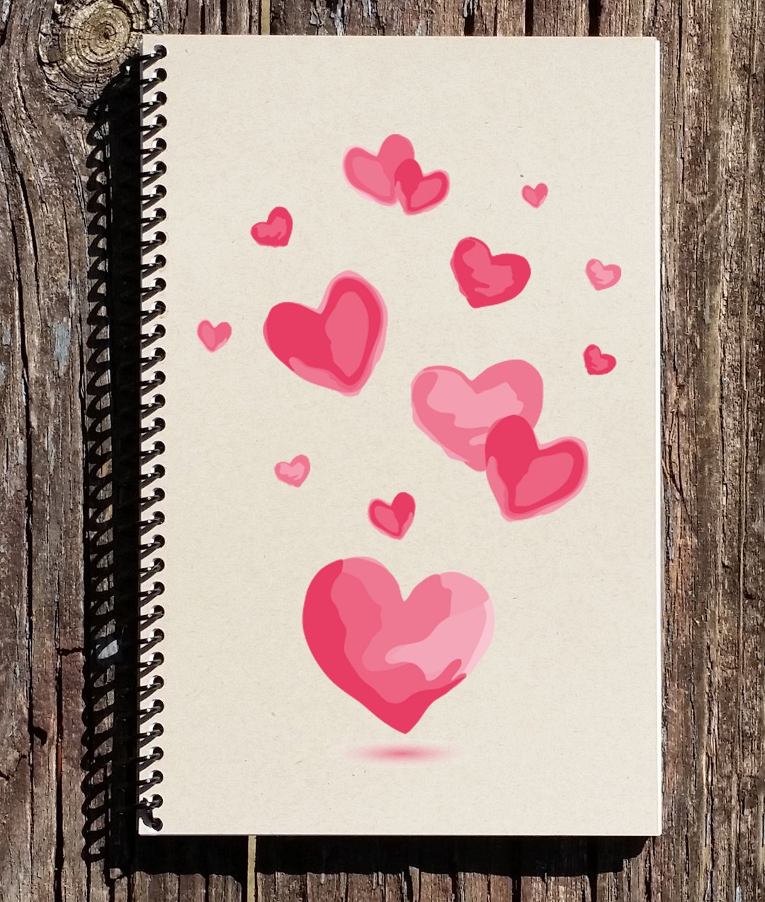 Hearts Journal - Hearts Spiral Notebook - Pink Hearts Notebook ...