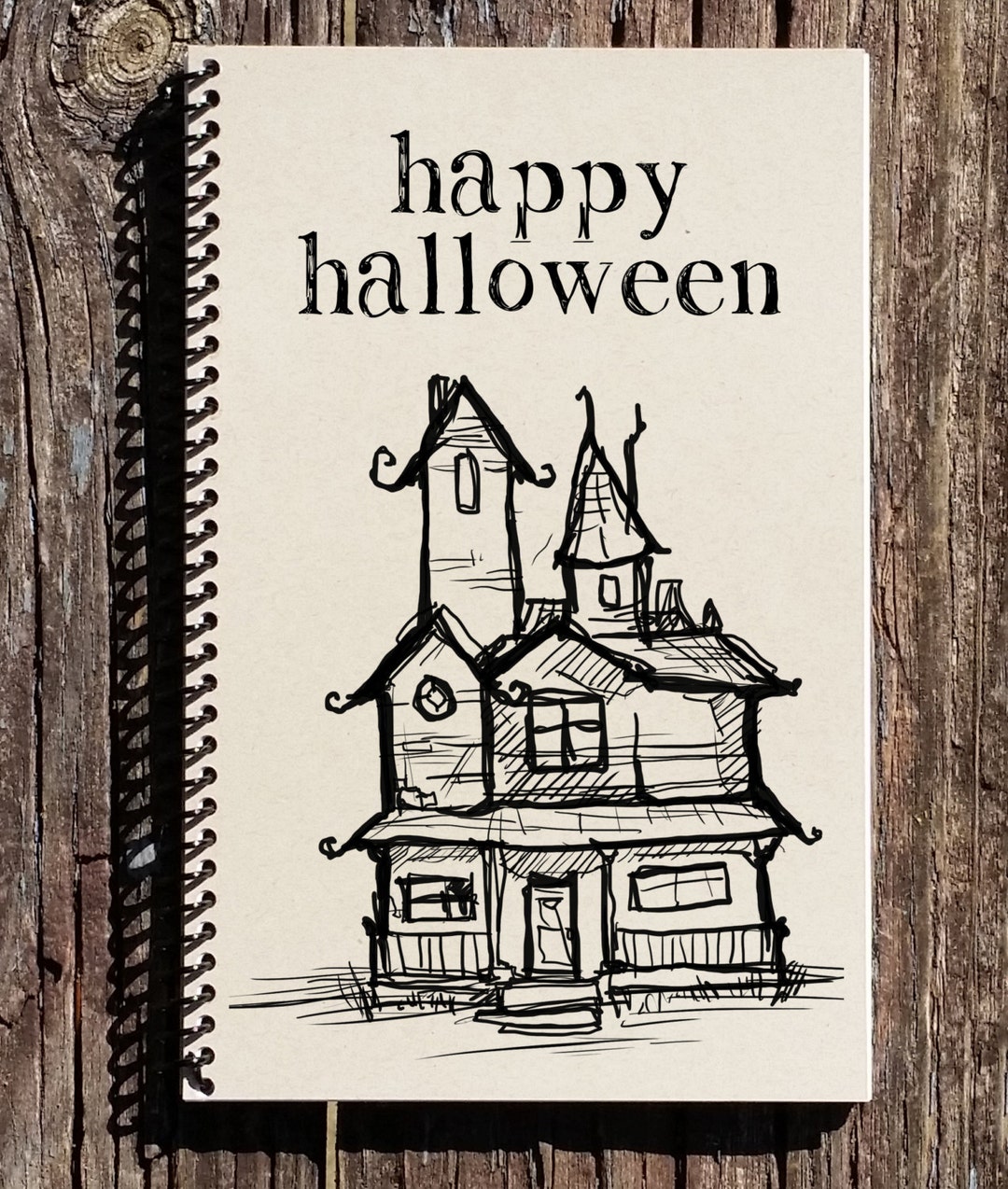 Haunted House Halloween Journal: Kraft Cover Spiral Notebook - Etsy