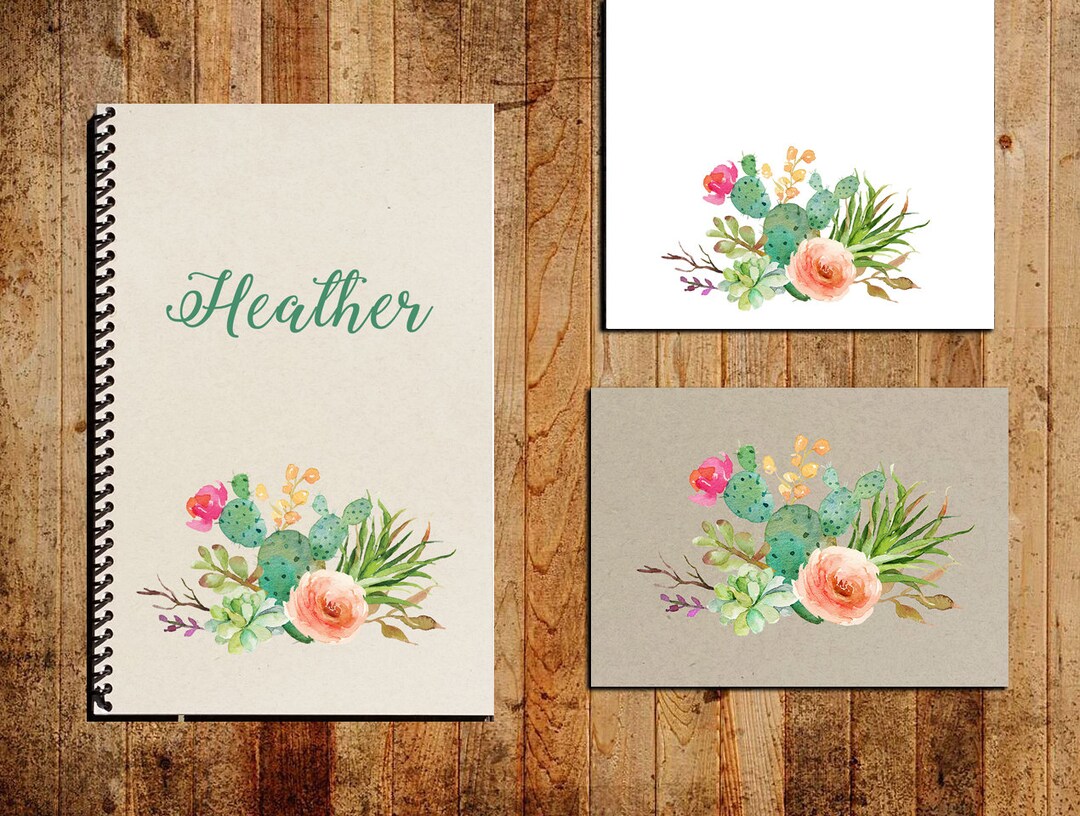 Succulent Stationary Set - Succulent Notebook - Succulent Notecards Set ...