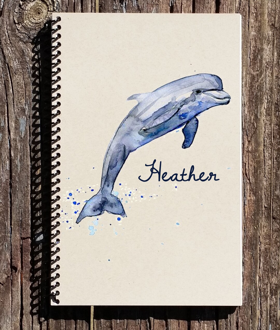 Personalized Dolphin Journal: Watercolor Art, Spiral Notebook - Etsy