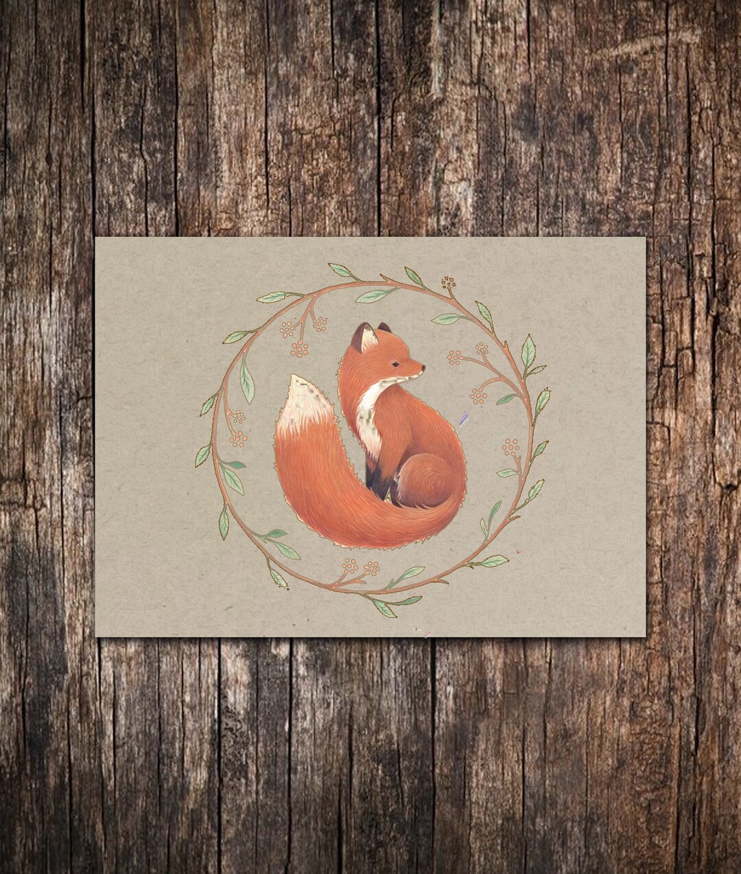 Fox With Wreath Notecards Set of 10 - 5.5 X 4.25 Note Cards ...