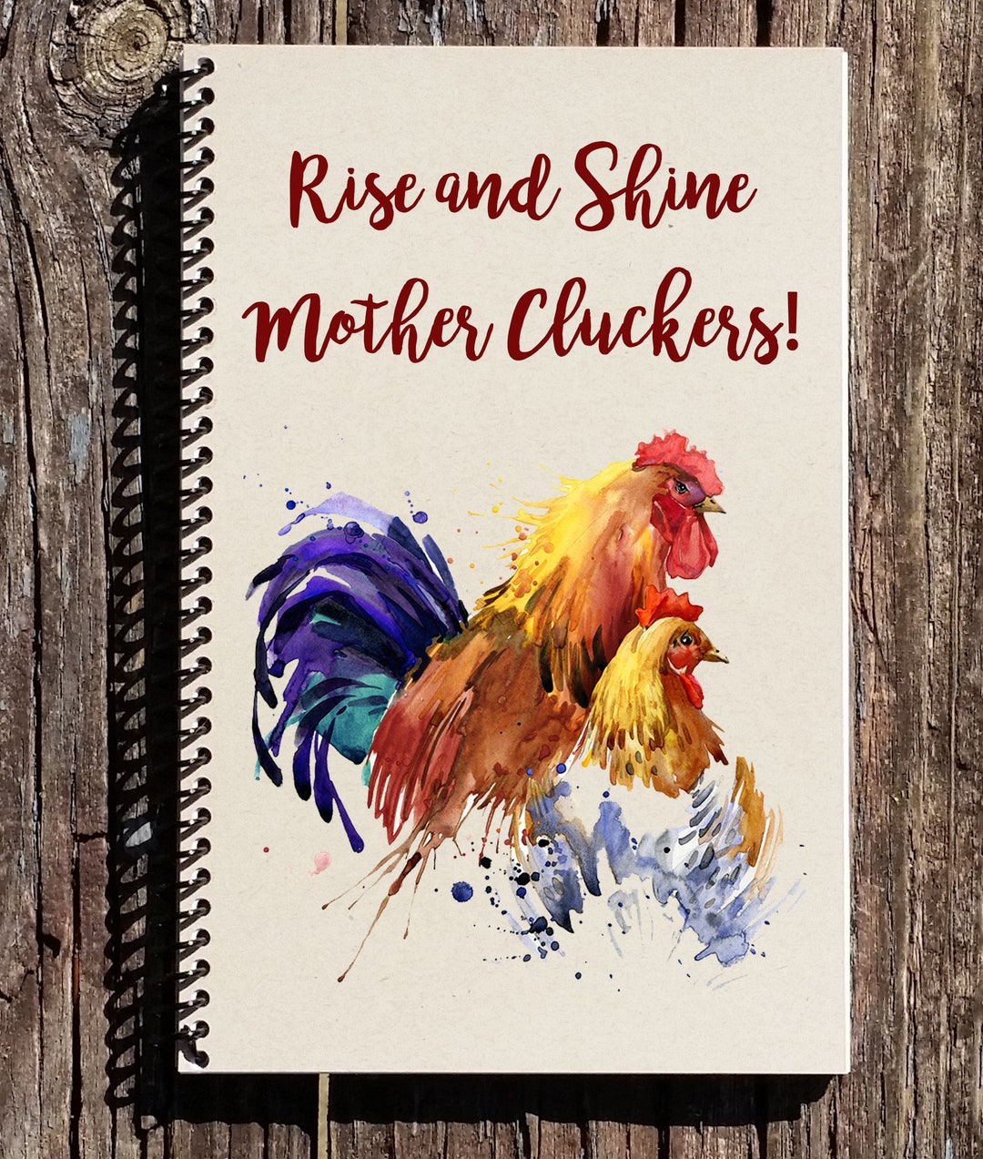 Rooster Spiral Notebook - Chicken Journal - Watercolor Chickens - Rise ...