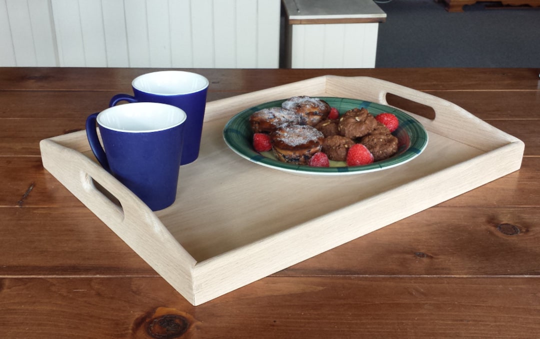 Handcrafted Oak Serving Tray: Unfinished Breakfast Tray With Handles - Etsy
