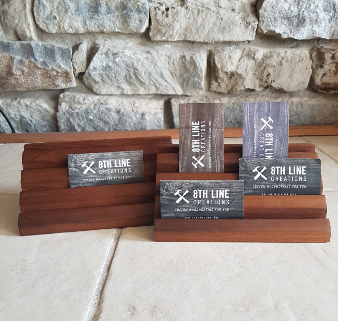 Business Card Display Wood Business Card Stand Gift Card | Etsy