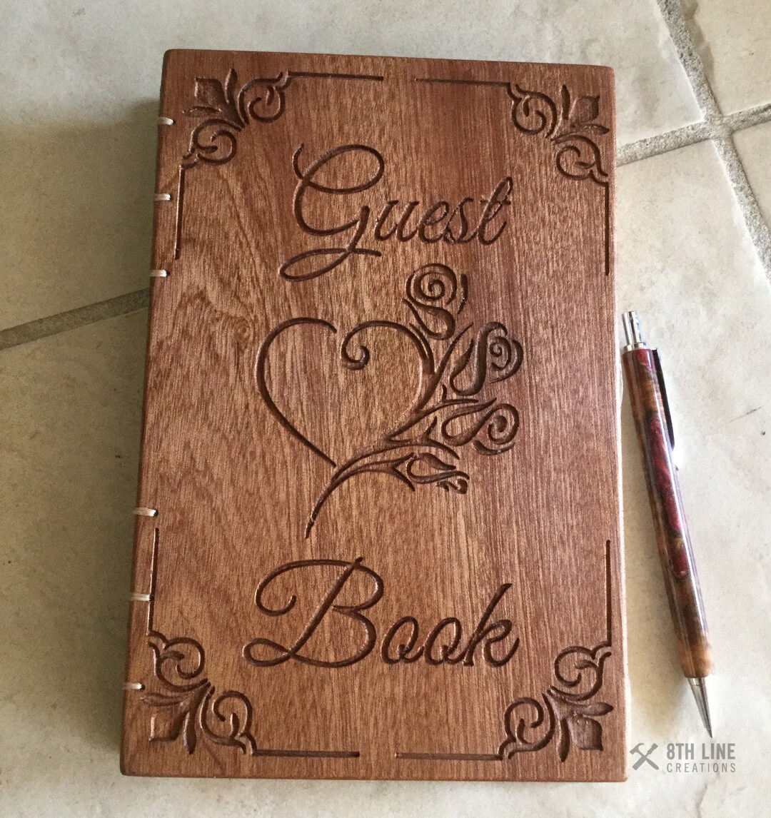 Personalized Engraved Guest Book, Wooden Guestbook, Wedding Guestbook ...
