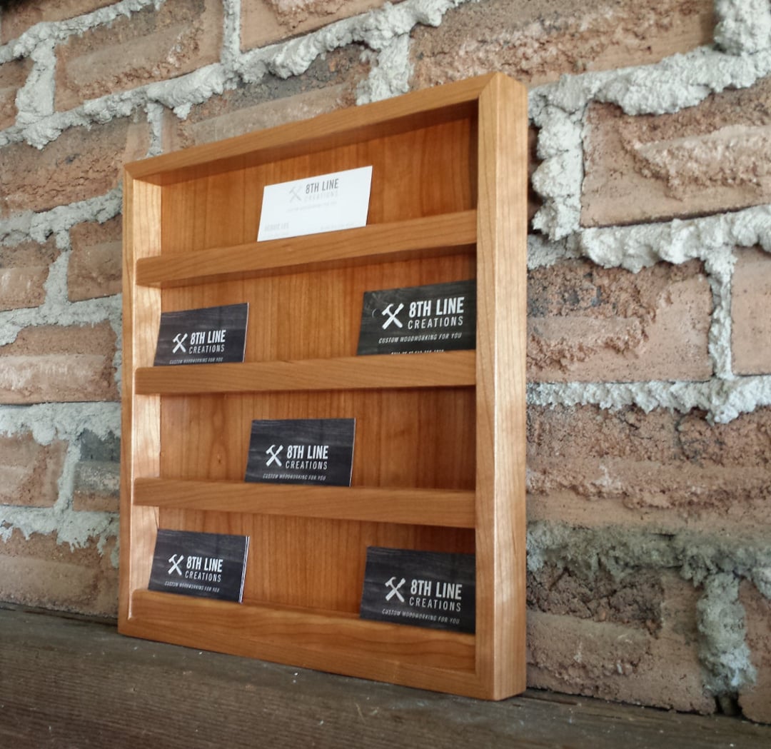 Wall Mounted Cherry Wood Business Card Holder - Etsy