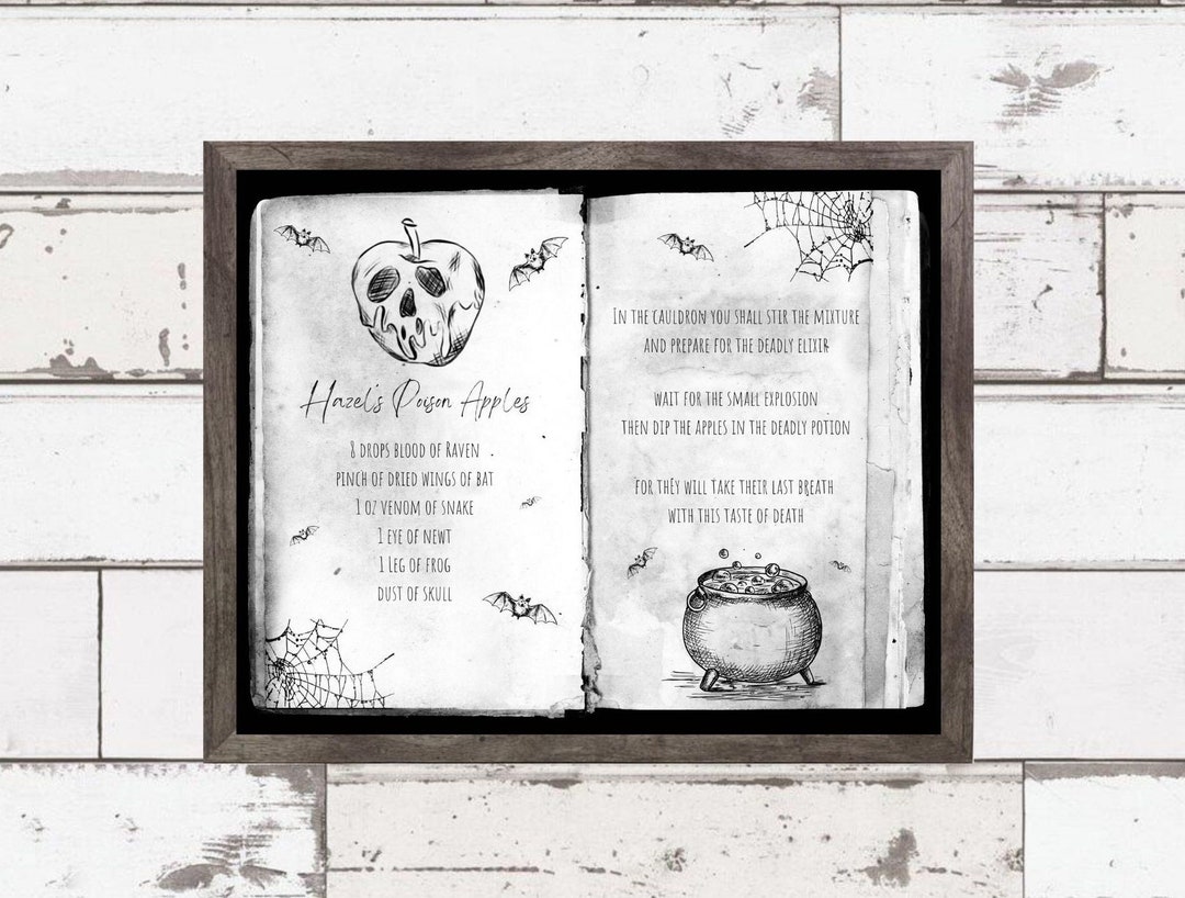 Poison Apple Recipe Wall Art, Rustic Halloween Printable, Halloween ...