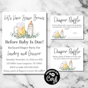 Diaper Party Invite, Beer and Diaper Party Invitation With Raffle ...