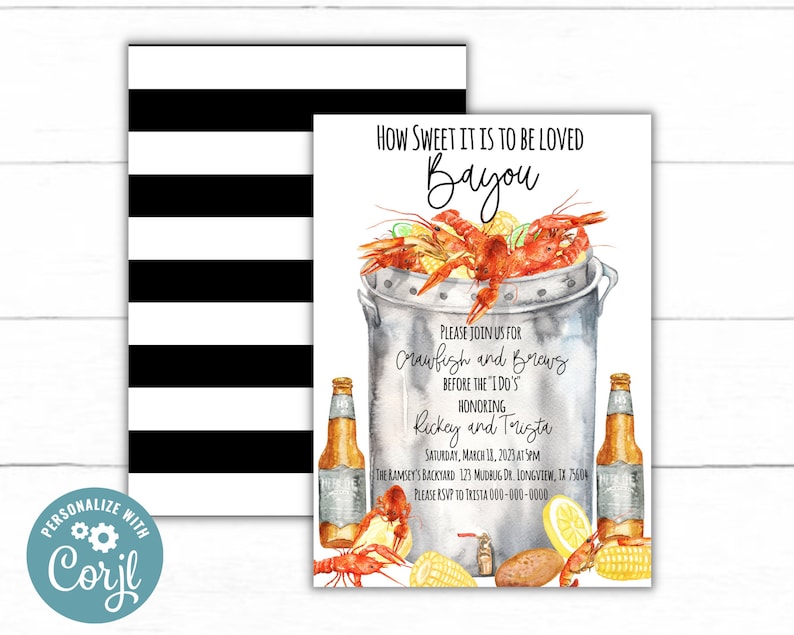 Low Country Boil Invitation, Crawfish Boil Couples Shower Invite ...