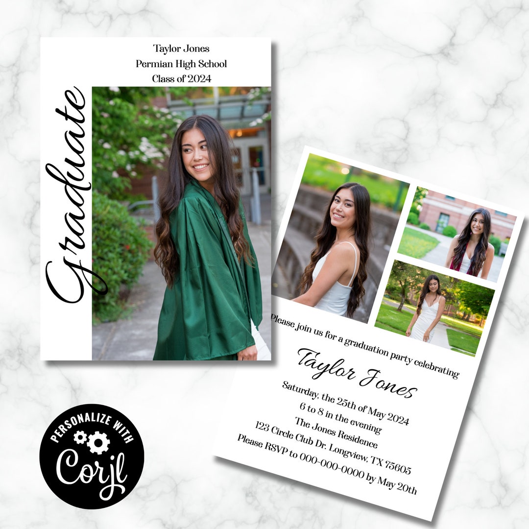 Graduation Invitation, Graduation Photo Card, Graduation Announcement ...