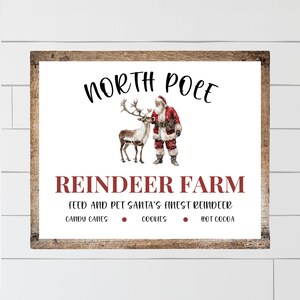 North Pole Reindeer Farm Sign, Santa's Reindeer Poster, Christmas ...