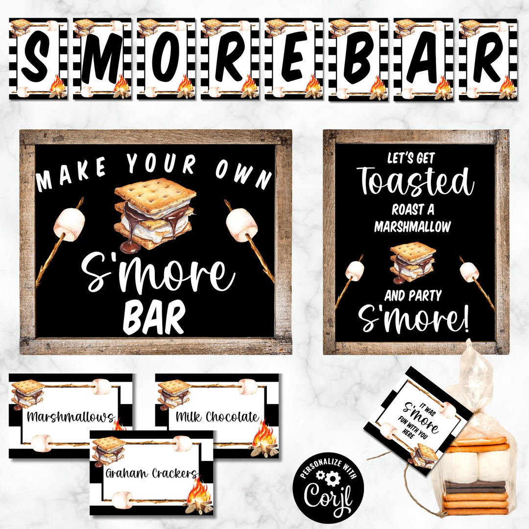 Smores Bar, Smores Kit, Smores Bar Kit, Smores Station, Editable Smores ...