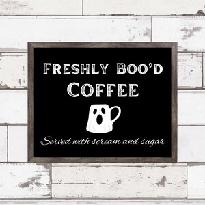 Freshly Boo’d Halloween Coffee Bar Printable Art, Halloween Coffee Bar ...