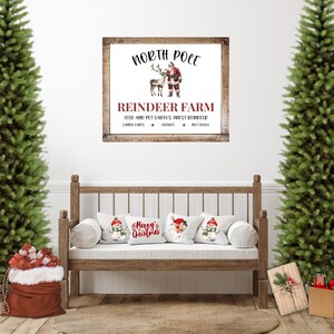 North Pole Reindeer Farm Sign, Santa's Reindeer Poster, Christmas ...