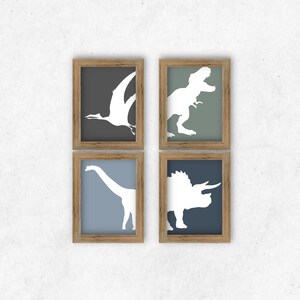 Dinosaur Posters for Toddler Boys Room, Blue Green Grey Navy Dinosaur ...