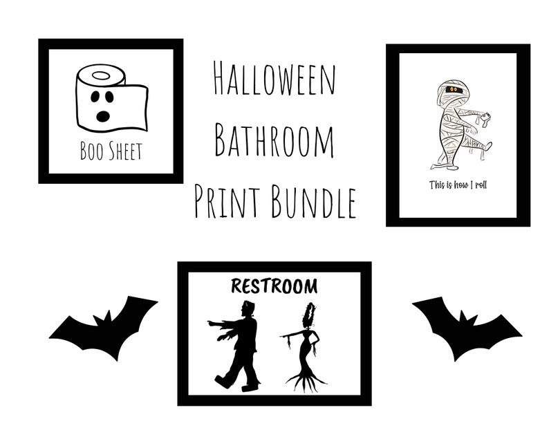 Halloween Restroom Signs Bundle, Halloween Restroom Prints, Halloween ...