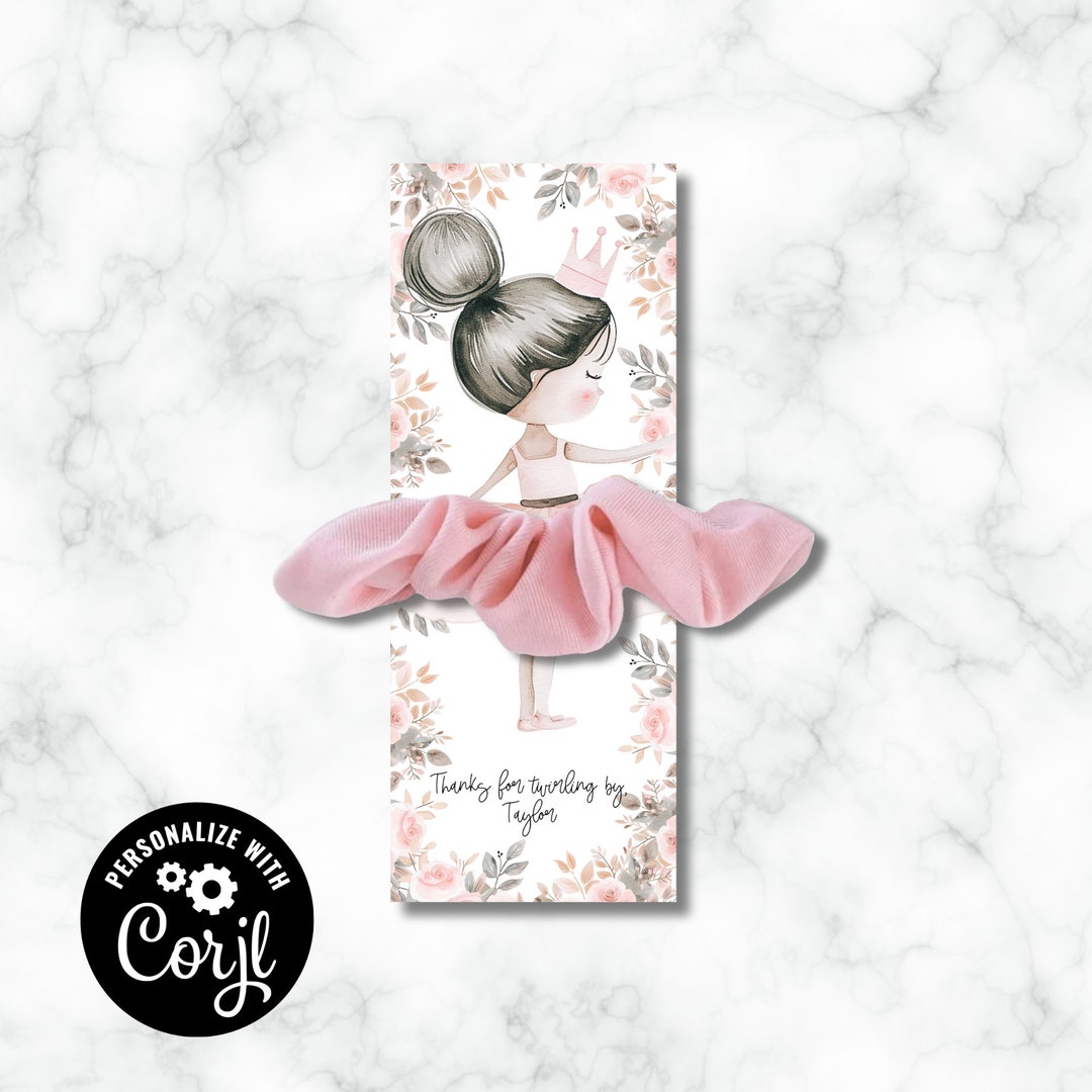 Ballerina Scrunchie Card, Ballerina Party Favor, Ballerina Scrunchie ...
