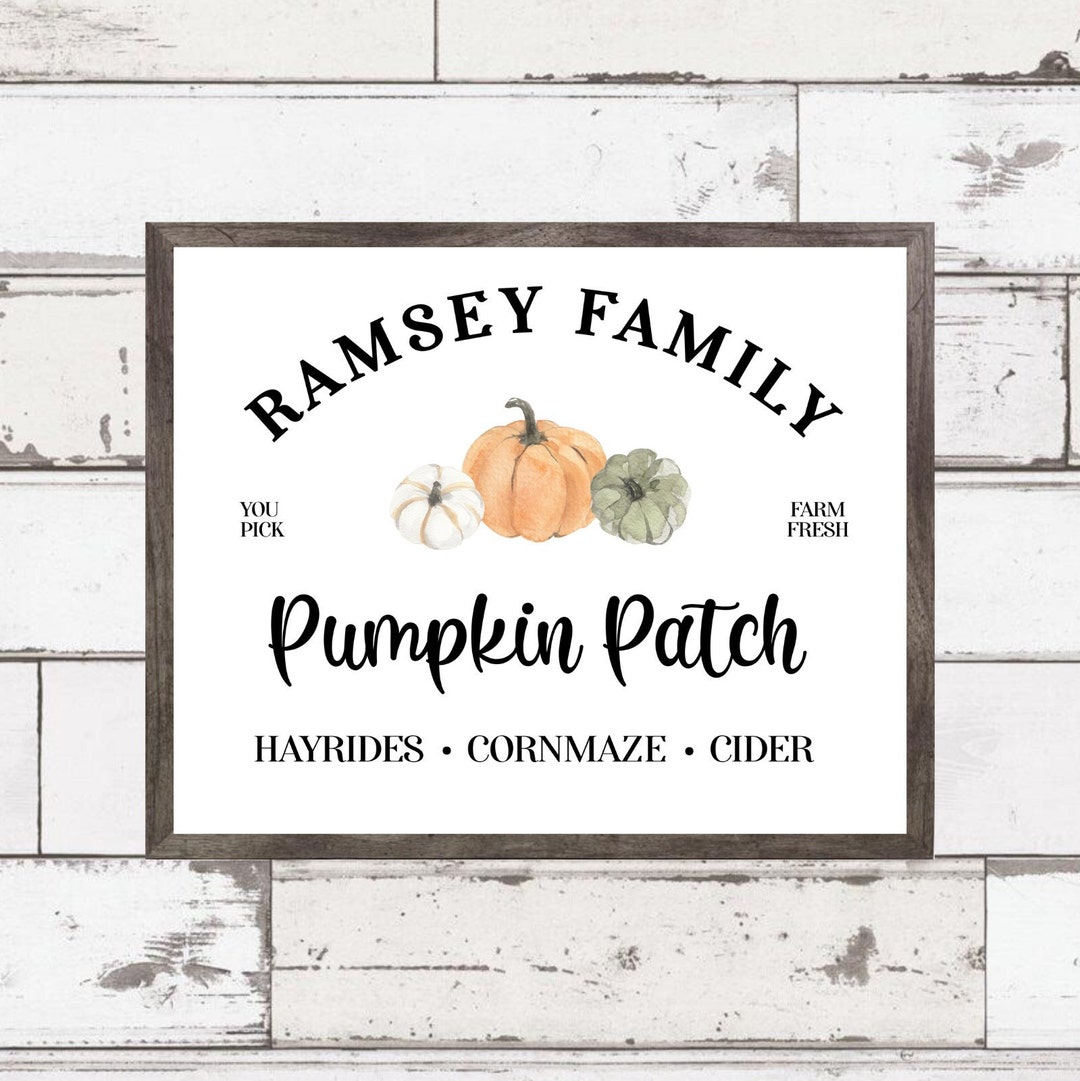 Rustic Pumpkin Patch Sign Personalized With Family Name, Editable ...