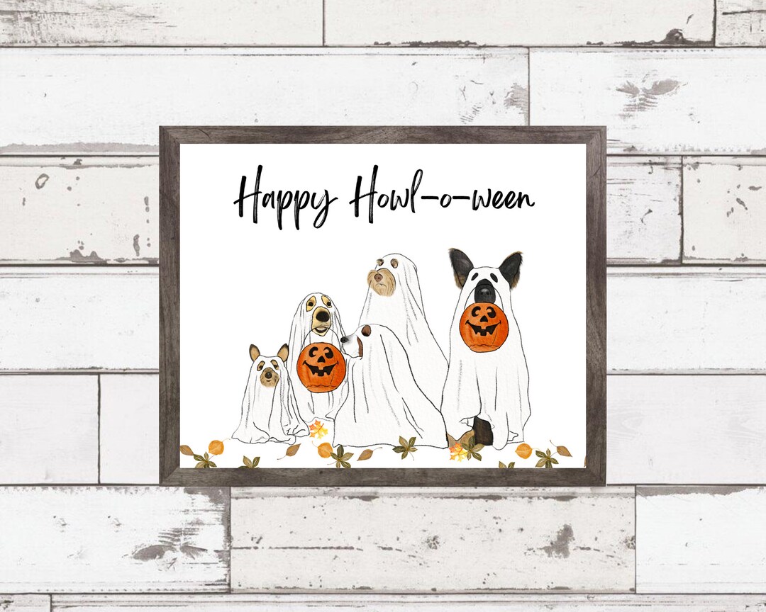 Halloween Ghost Dogs Print, Dog Costume, Howloween, Fall Decor, Fall ...