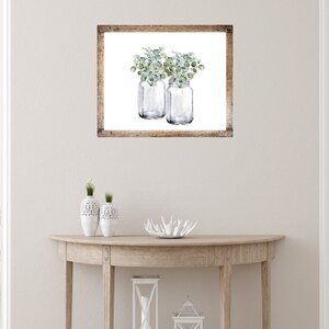 Botanical Print, Eucalyptus in Mason Jars Prints, Greenery Printable ...