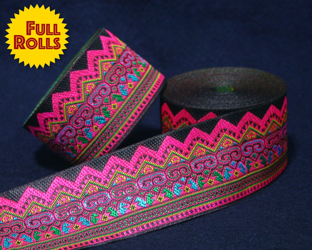 5cm • Full Roll (6 Meters) • Pink/blue/green/yellow Traditional Hmong ...