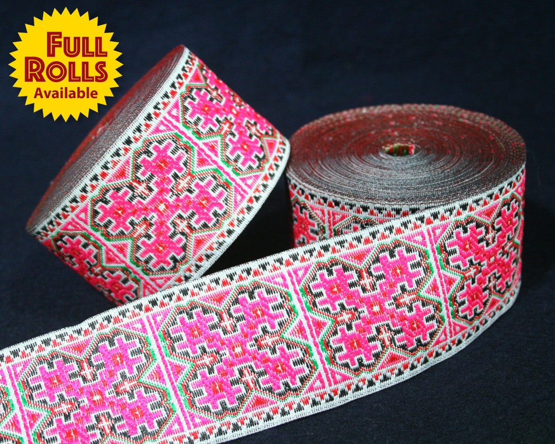 5cm Hmong Ribbon Full Roll is AVAILABLE Pink Cross Square Pattern ...