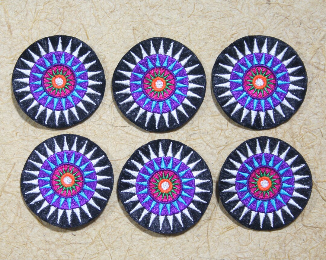 12 Pc 4.2 Cm Hmong Embroidery Pink White Blue Sun Pattern - Etsy