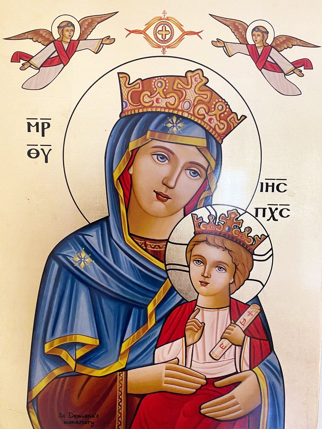 Virgin Mary Icon Coptic Art Painting Holy Mother Santa - Etsy
