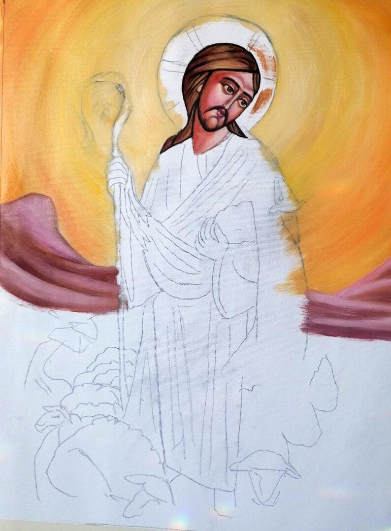 Good Shepherd, Jesus Christ, Coptic Icon, Painted Icon, Orthodox ...