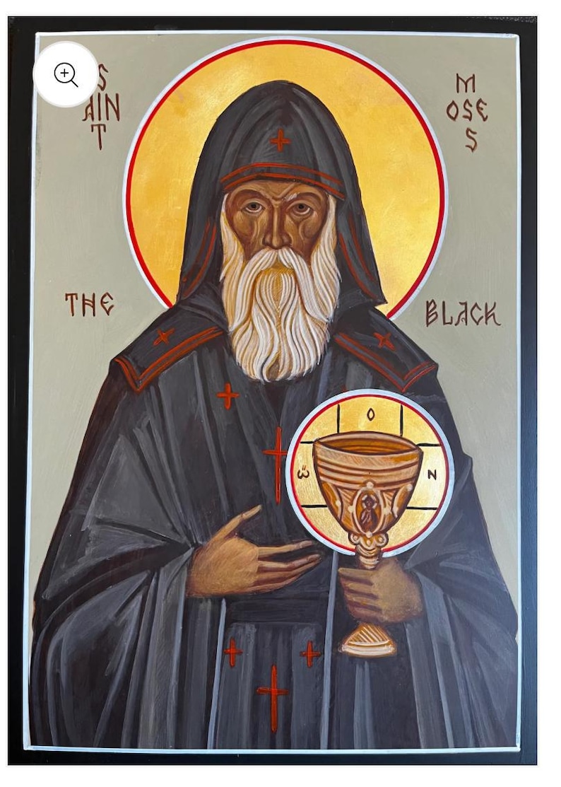 Painting, St Moses the Black Icon, Orthodox Icon, Handmade, Oil on ...