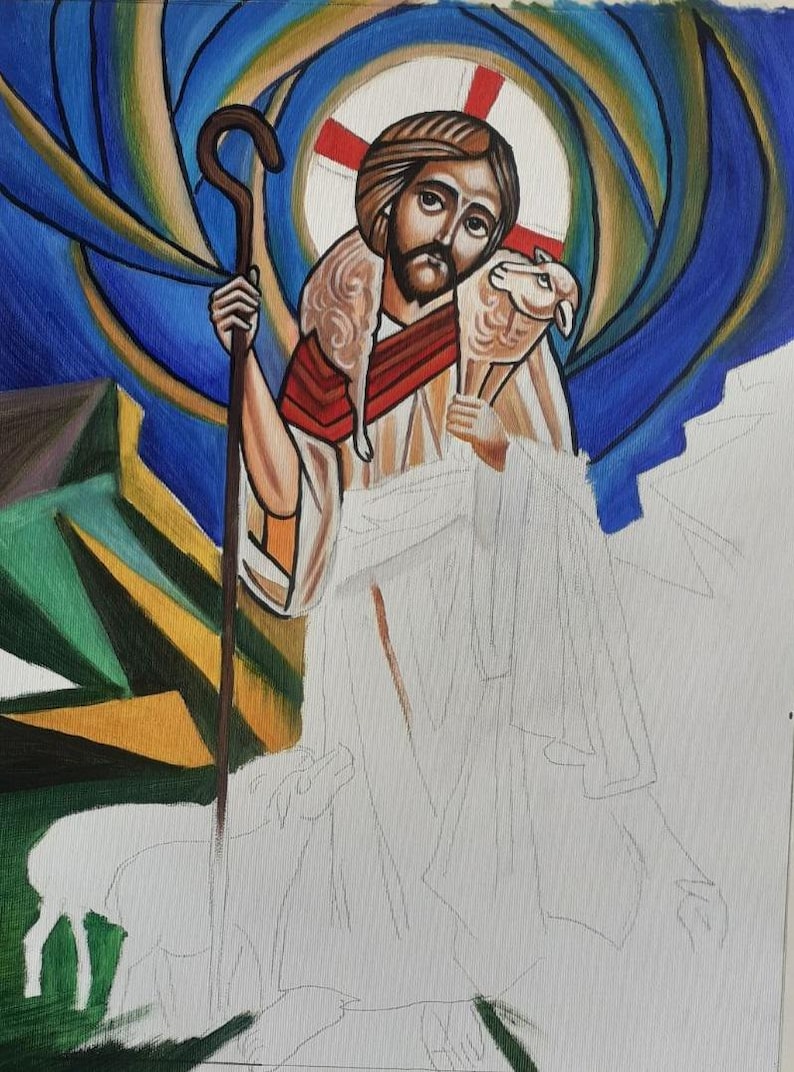 The Good Shepherd Icon, Coptic Art, Painting, Hand Painted Icon ...