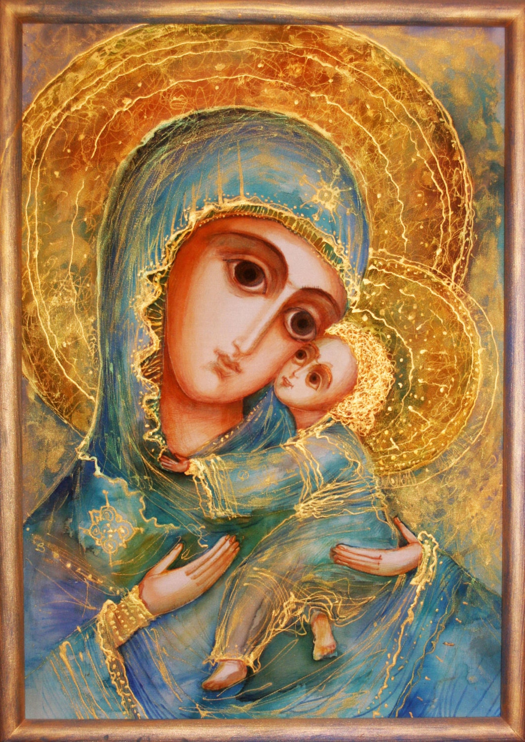 Icono de la Virgen María Pintura Santa Madre Santa María | Etsy