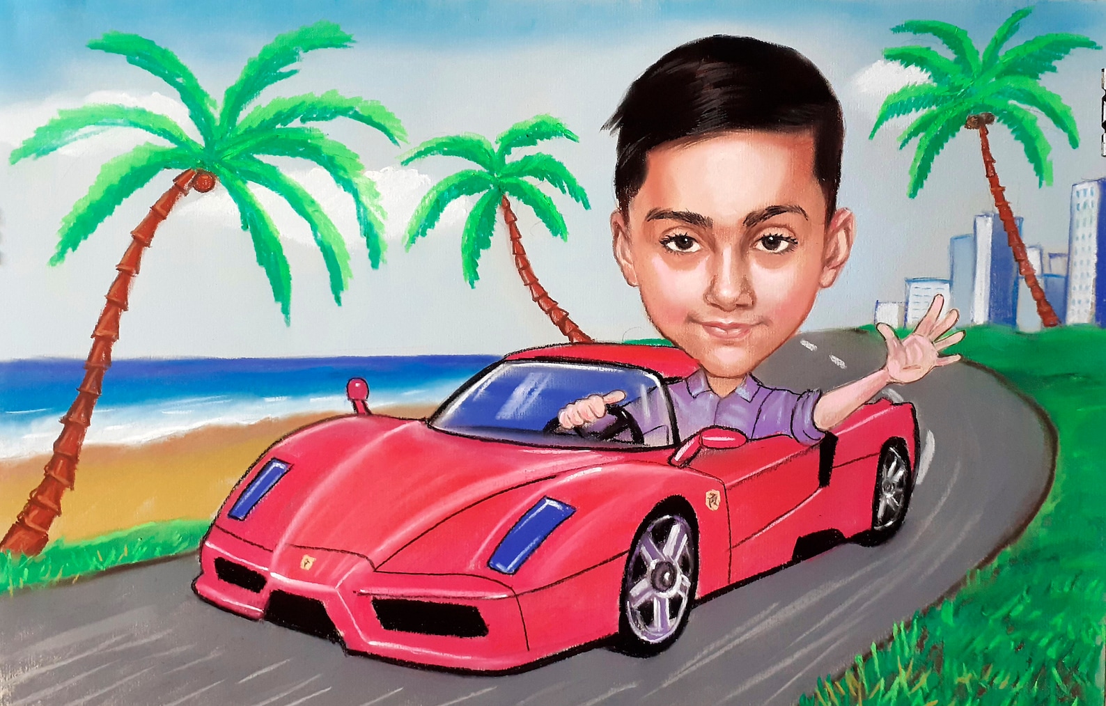 Custom, Caricature,1 Person, Driving Car, Illustration, Personalised ...