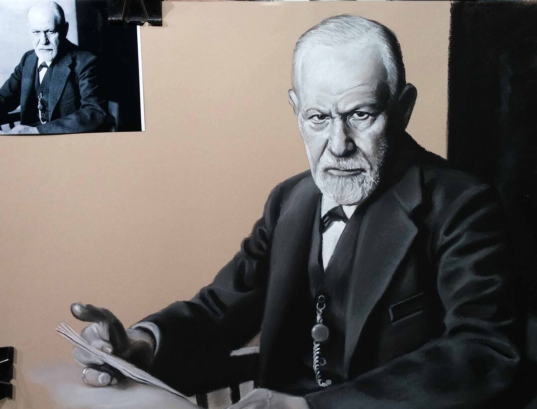 Sigmund Freud,portrait, Custom Portrait, Black and White Portrait ...