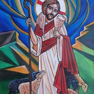 The Good Shepherd Icon, Coptic Art, Painting, Hand Painted Icon ...
