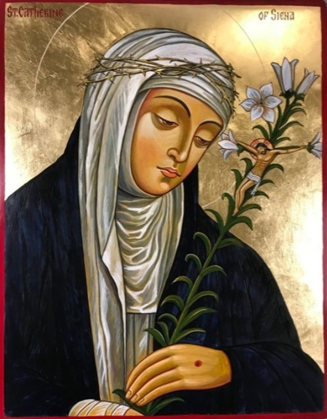 St. Catherine of Siena Icon, Painting, Catholi, Hand Painted Icon ...