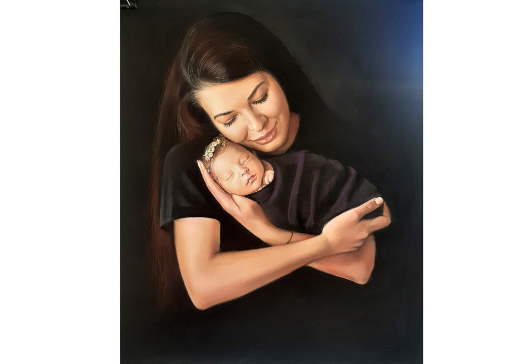 Custom Baby Portrait, Baby Painting, Mother Painting, Illustration ...