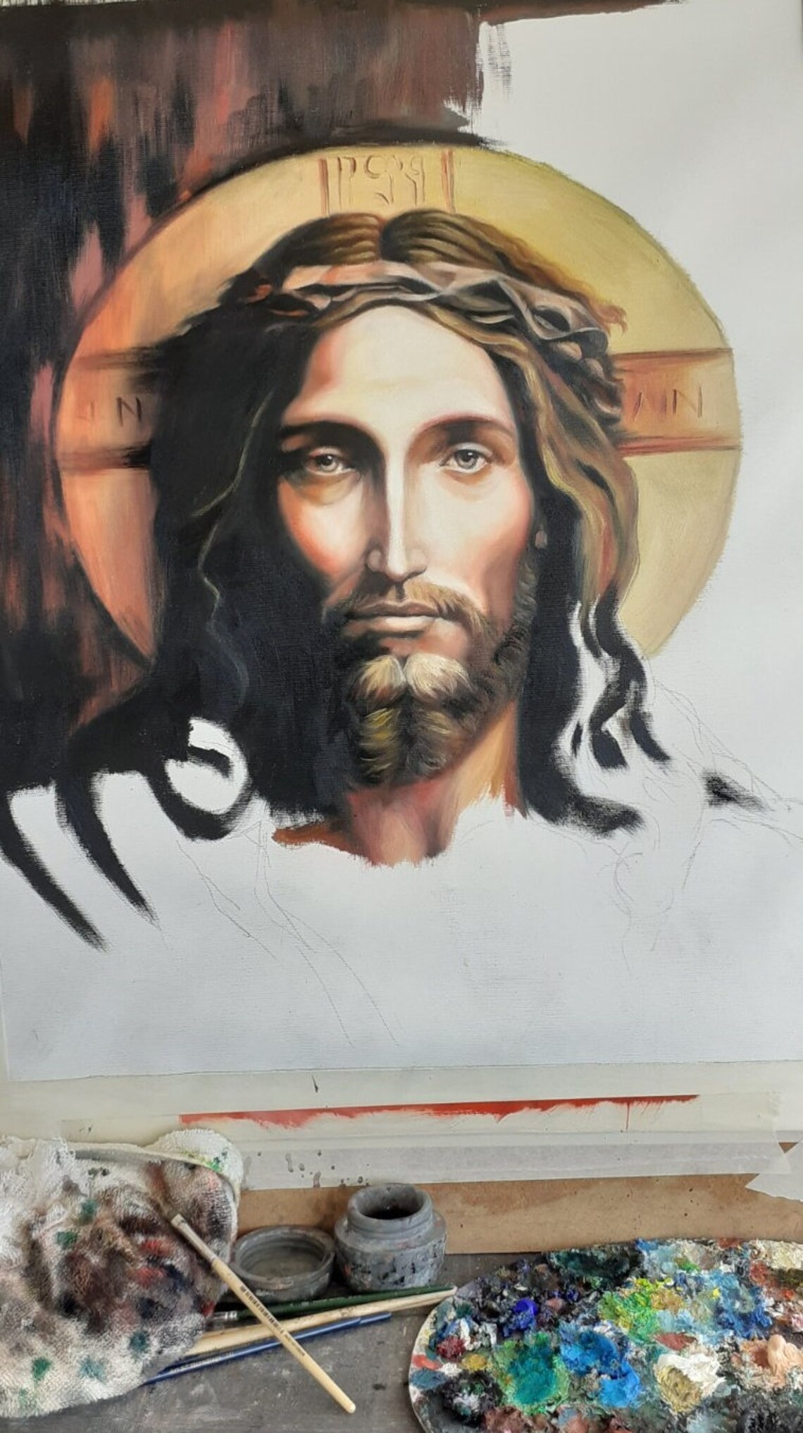 Jesus Christ, Icon, Painted Icon, Catholic, Christian,oil Painting ...