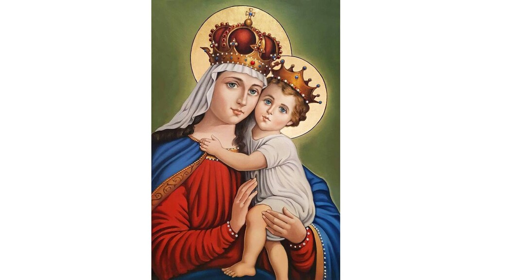 Virgin Mary Icon, Painting, Holy Mother, Santa Maria, Hand Painted Icon ...