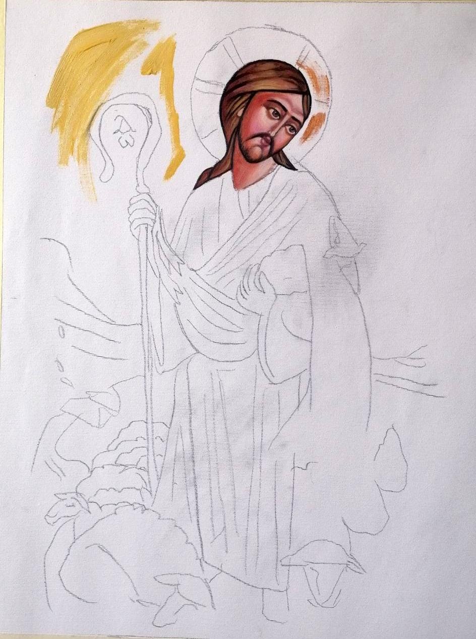 Good Shepherd, Jesus Christ, Coptic Icon, Painted Icon, Orthodox ...