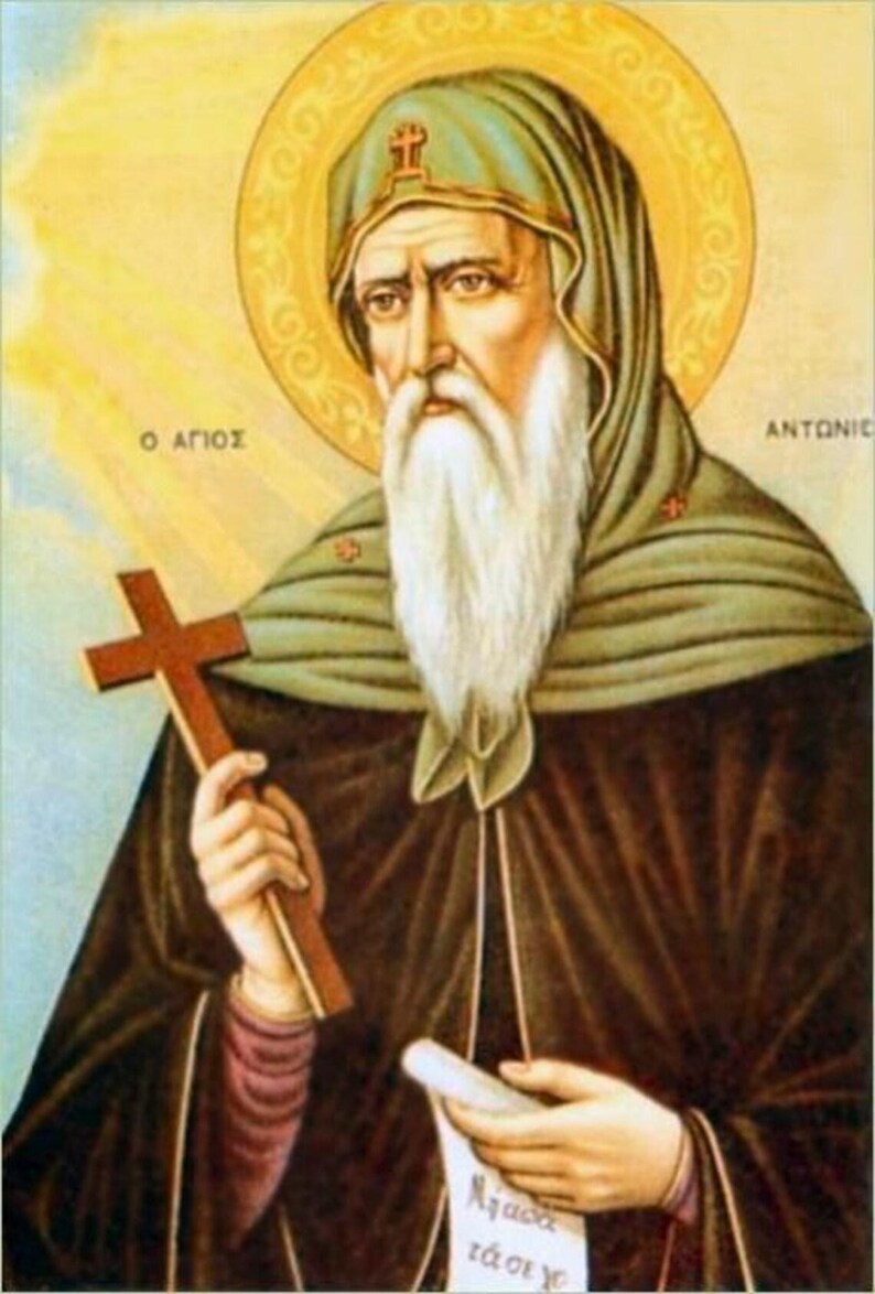 Saint Anthony the Great, Icon, Painting, Orthodox, Hand Painted Icon ...