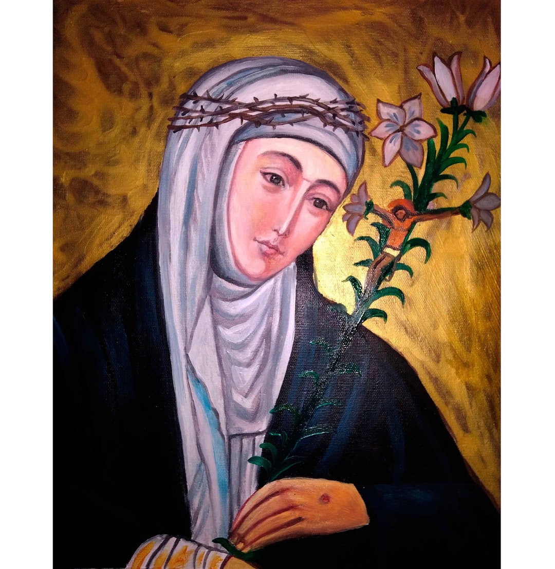 St. Catherine of Siena Icon, Painting, Catholi, Hand Painted Icon ...