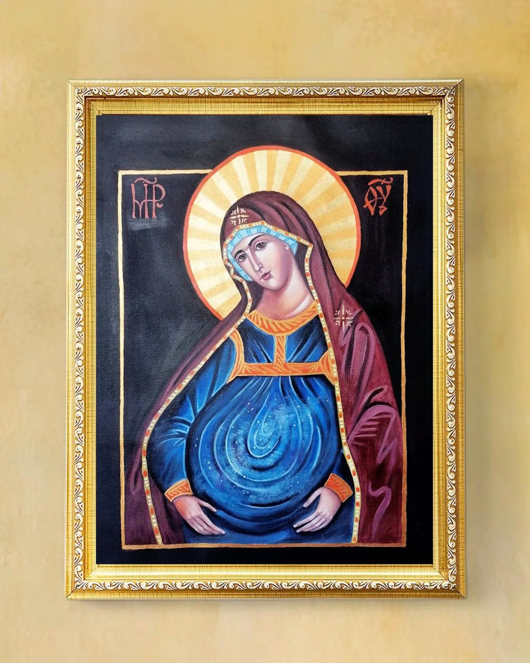 Virgin Mary Icon,painting, Holy Mother, Santa Maria, Hand Painted Icon ...